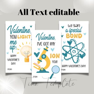Editable Science Valentine Cards Template, Science Kid Valentine Cards ...