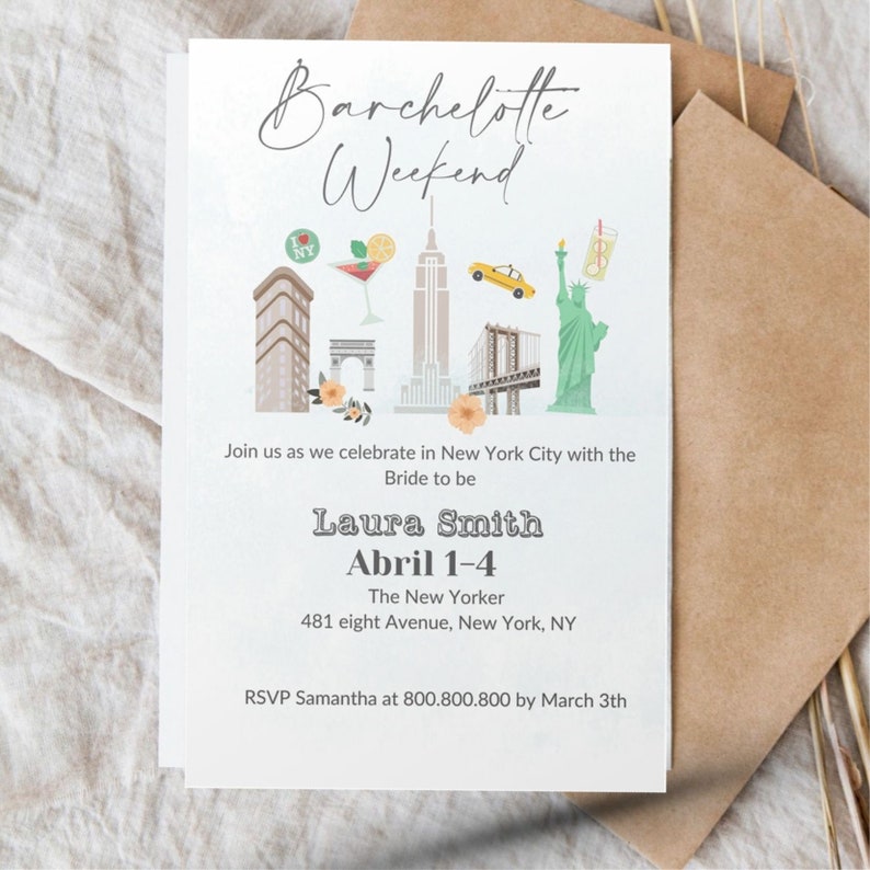 New York City Bachelorette Party Invitation New York City - Etsy