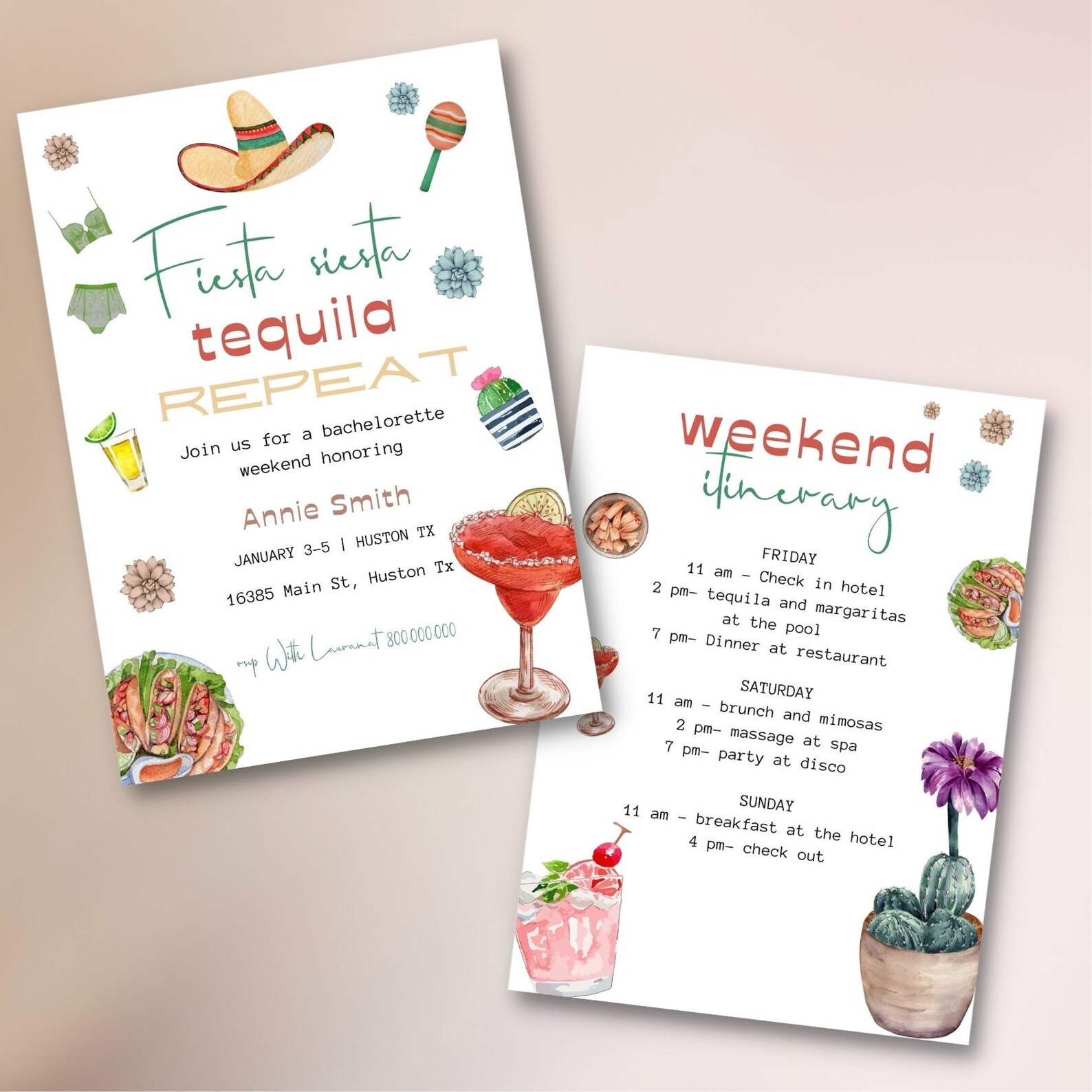 Editable Mexican and Tequila Bachelorette Weekend Template | Etsy