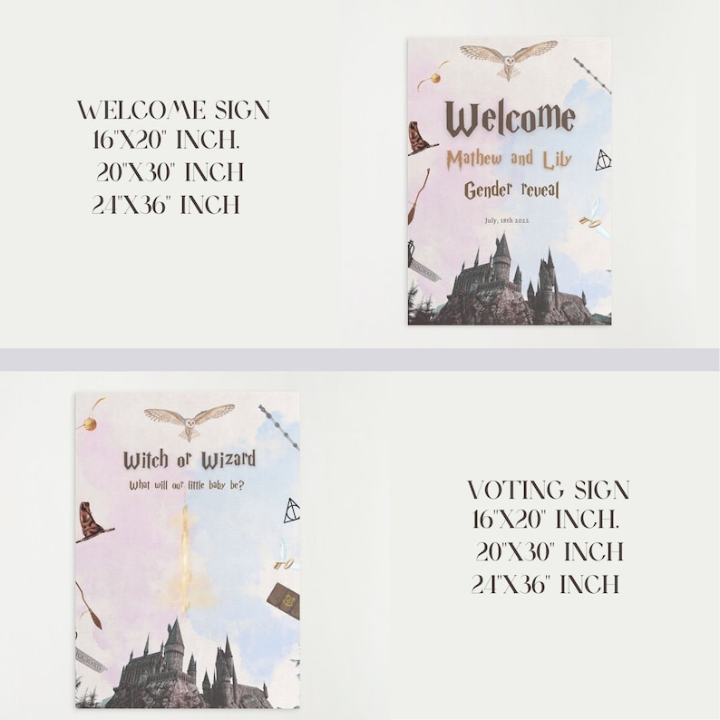 Editable Witch or Wizard Gender Reveal Bundle Template, Magical Boy or ...