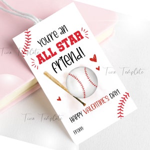 Editable Baseball Valentine Cards Template, Baseball Sport Kid ...