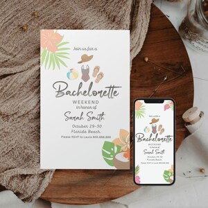 Beach Bachelorette Invitation Template Tropical Bachelorette Invite