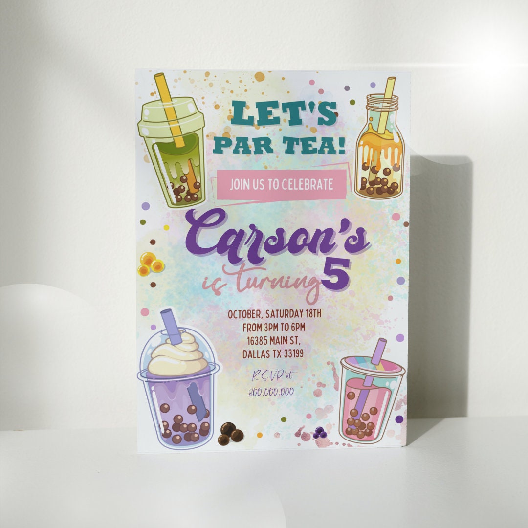 Editable and Printable Boba Tea Birthday Party Invitation - Etsy Australia
