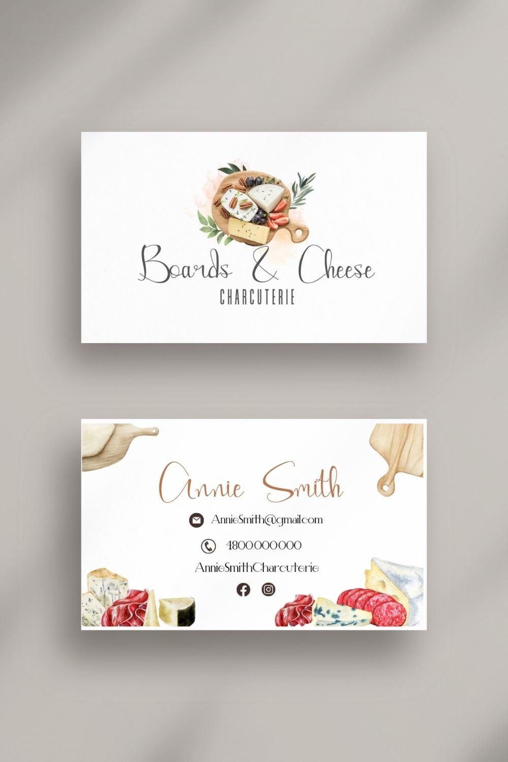 Editable Charcuterie Business Card Design Template, Cheese Board ...