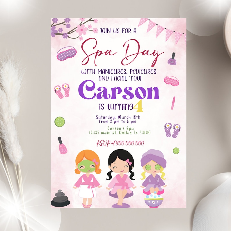 Editable and Printable Spa Party Invitation Template Spa - Etsy