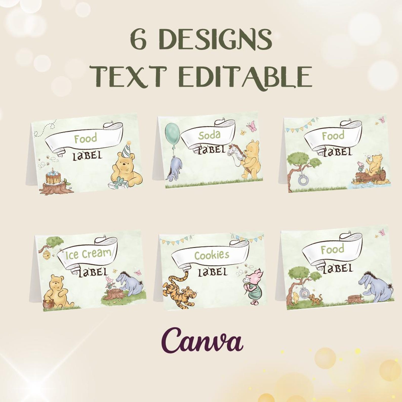 Editable and Printable Winnie the Pooh Food Labels Template, Winnie the ...