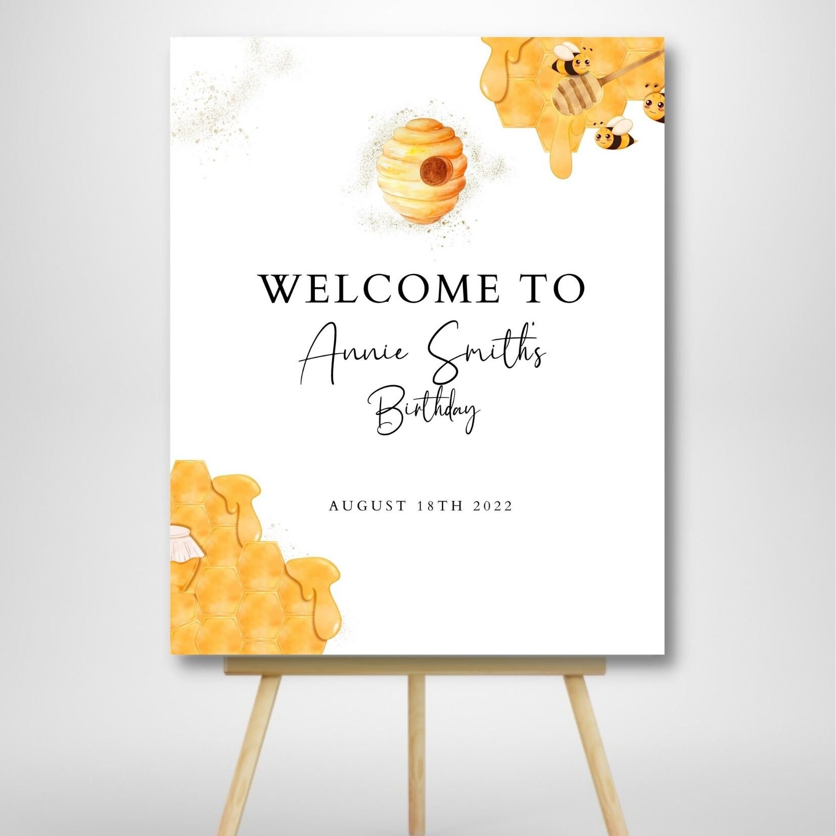 Editable Bee Honey Welcome Sign Birthday Party Template Bee - Etsy