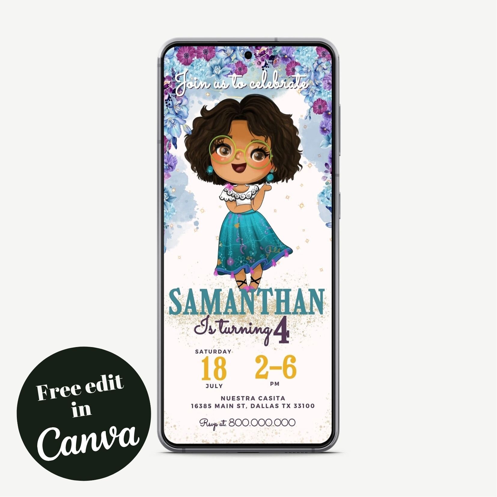 Mobile Drawing Encanto Maribel Birthday Invitation, Encanto Party ...