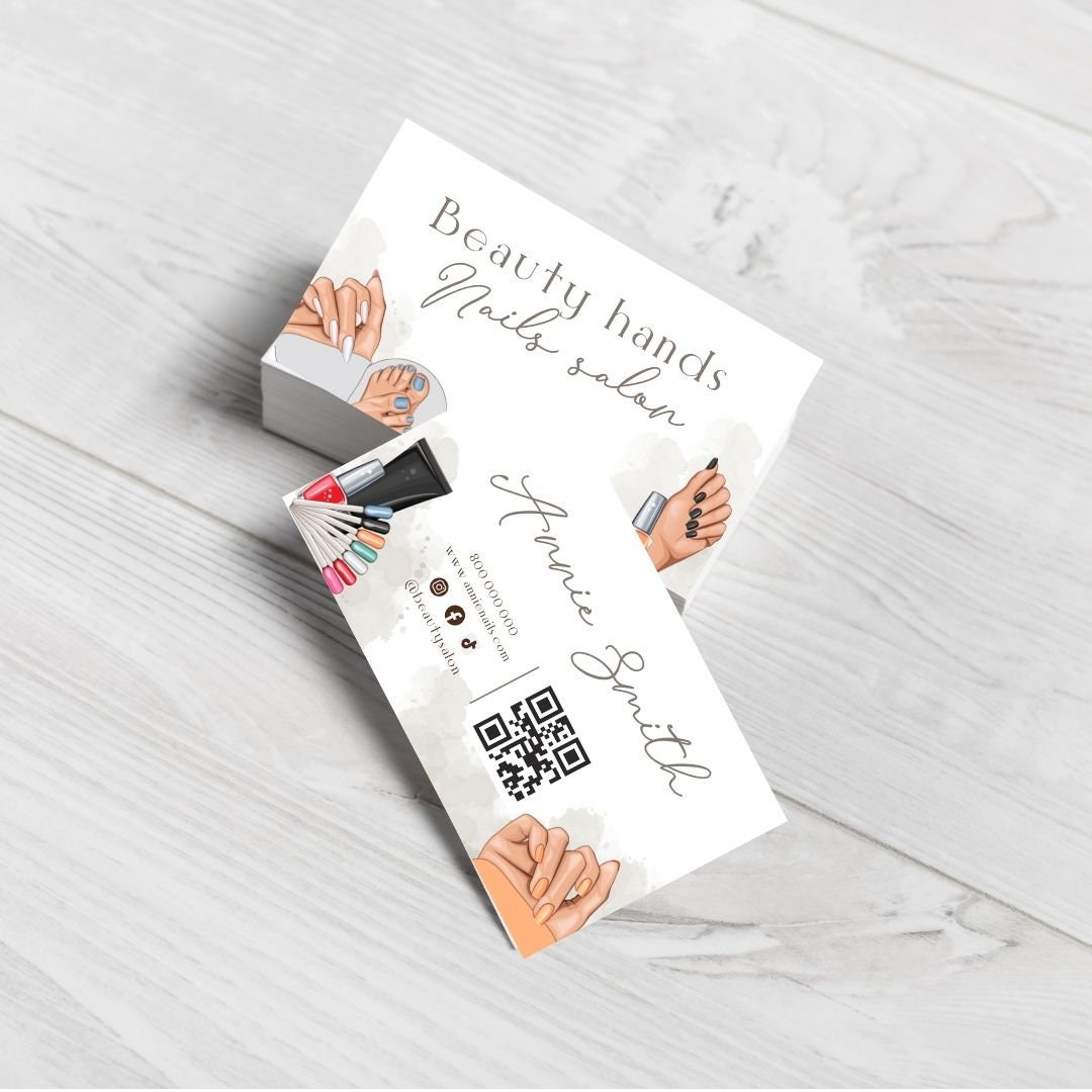 Editable and Printable Nail Tech Business Card Template With QR Code ...