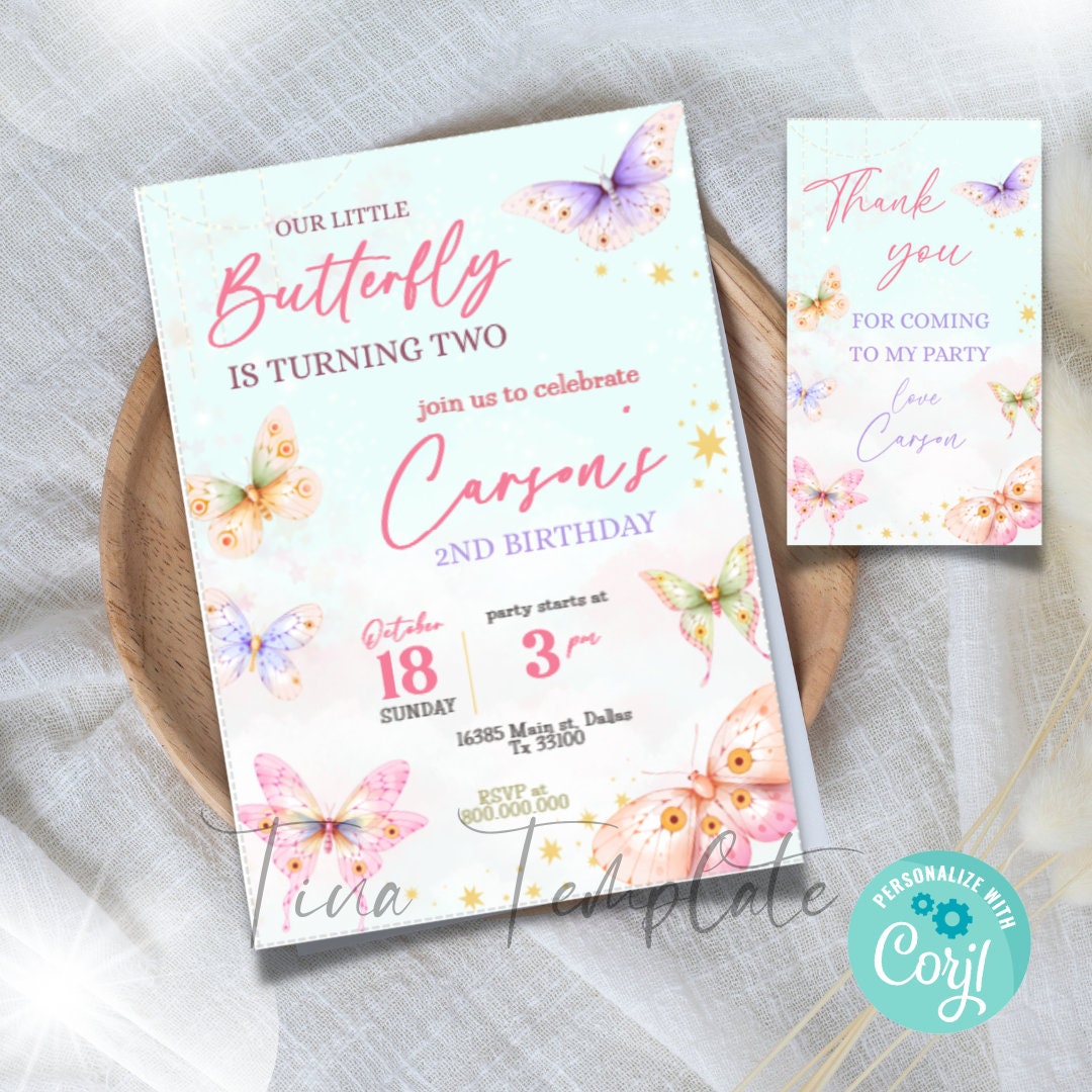 Editable and Printable Butterfly Birthday Invitation Template ...