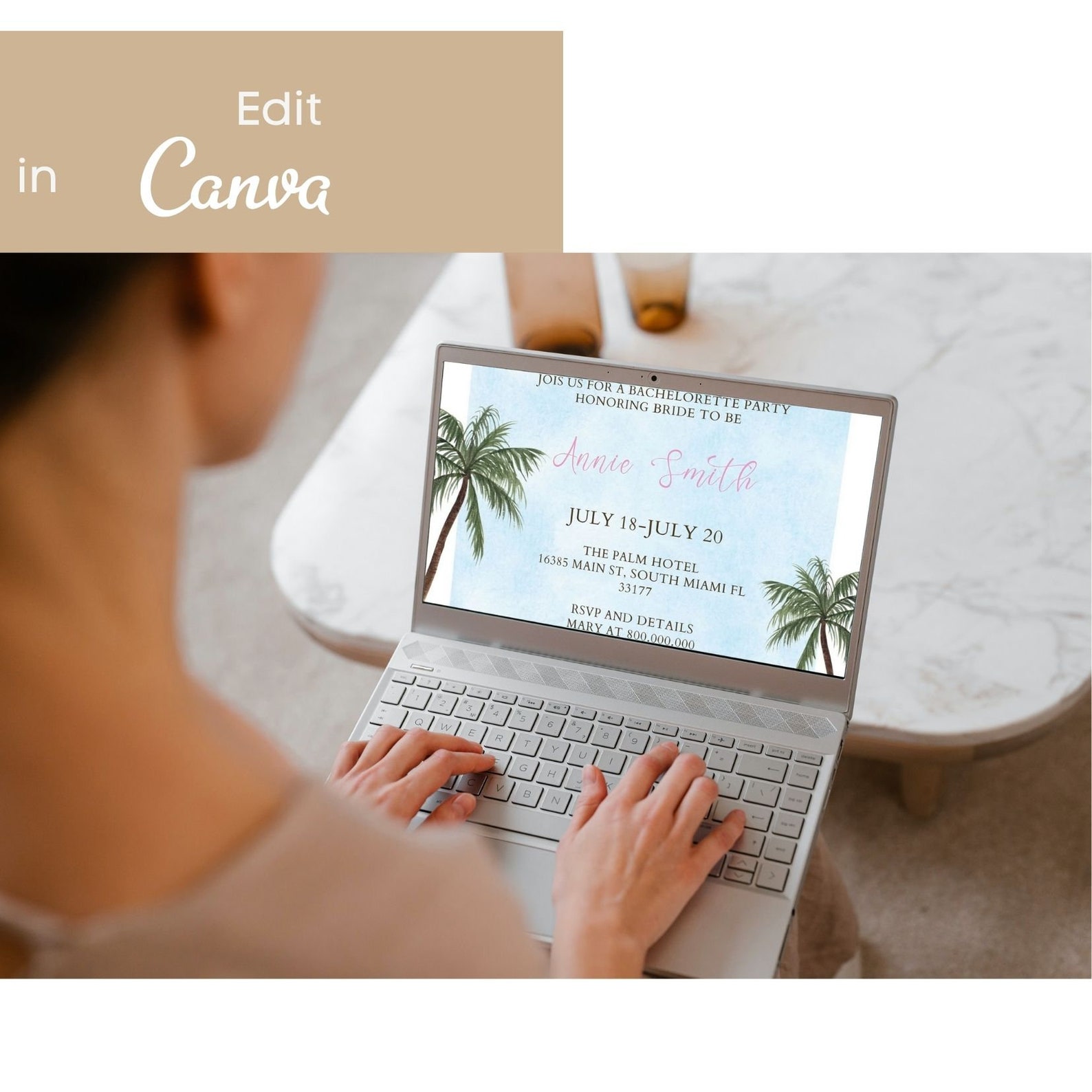 Editable and Printable Miami Bachelorette Invitation Template, Miami ...