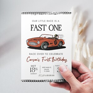 Editable Fast One 1st Birthday Invitation Template, Fast One Boy Race ...