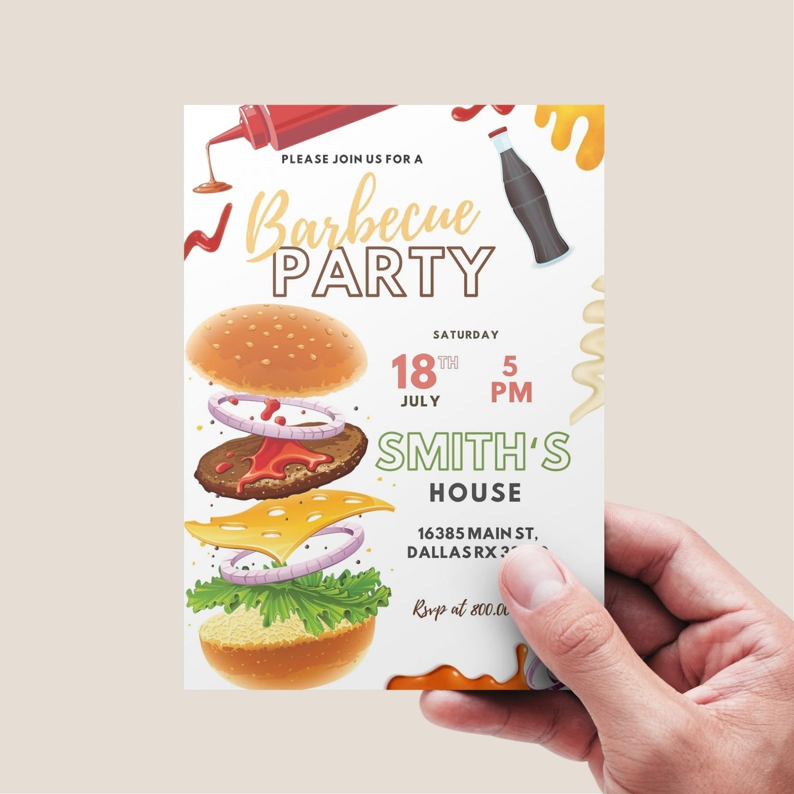 Editable and Printable BBQ Burger Party Invitation Template - Etsy