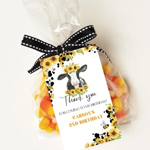 Editable Sunflower Cow Birthday Party Invitation Template, Let's Party ...