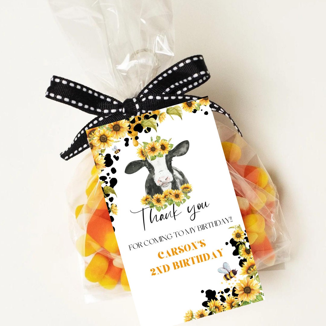 Editable Sunflower Cow Birthday Party Invitation Template, Let's Party ...