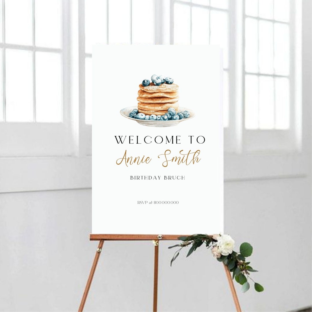 Editable and Printable Elegant and Minimalist Pancake Let’s Brunch ...