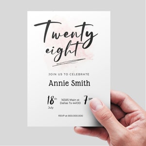Editable and Printable Twenty Eight Birthday Party Invitation Template ...