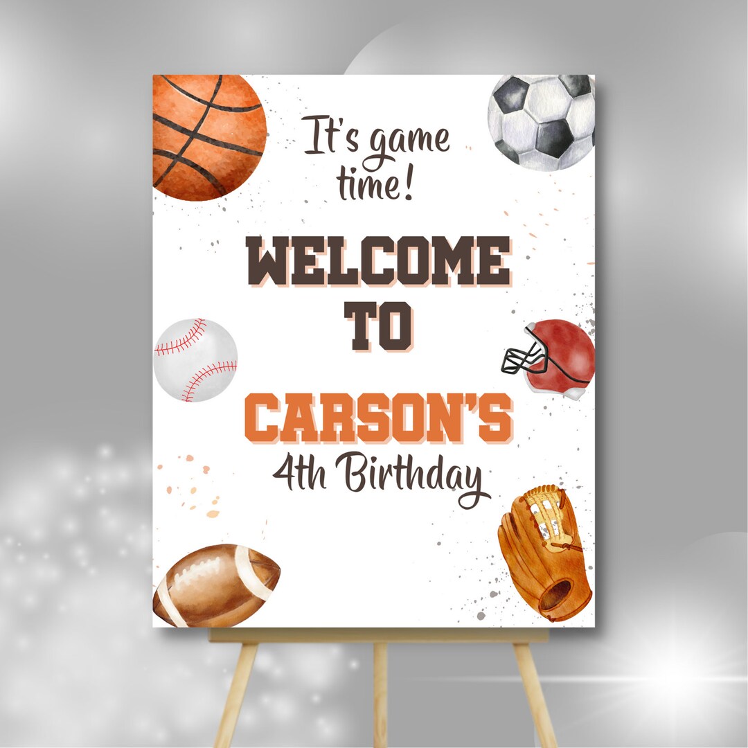 Editable and Printable Sport Birthday Party Welcome Sign Template, It's ...