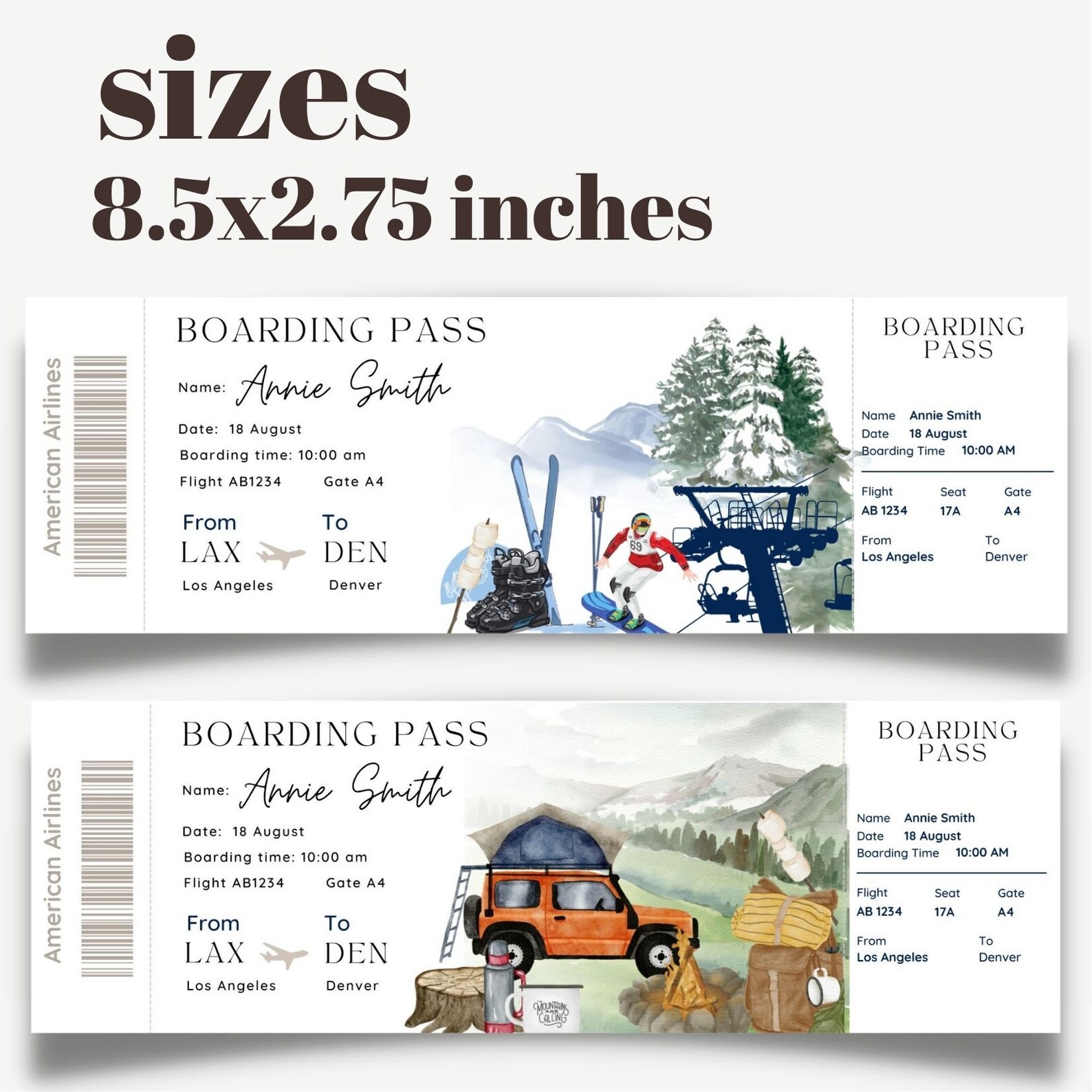 Printable and Editable Hiking or Skiing Trip Boarding Pass - Etsy