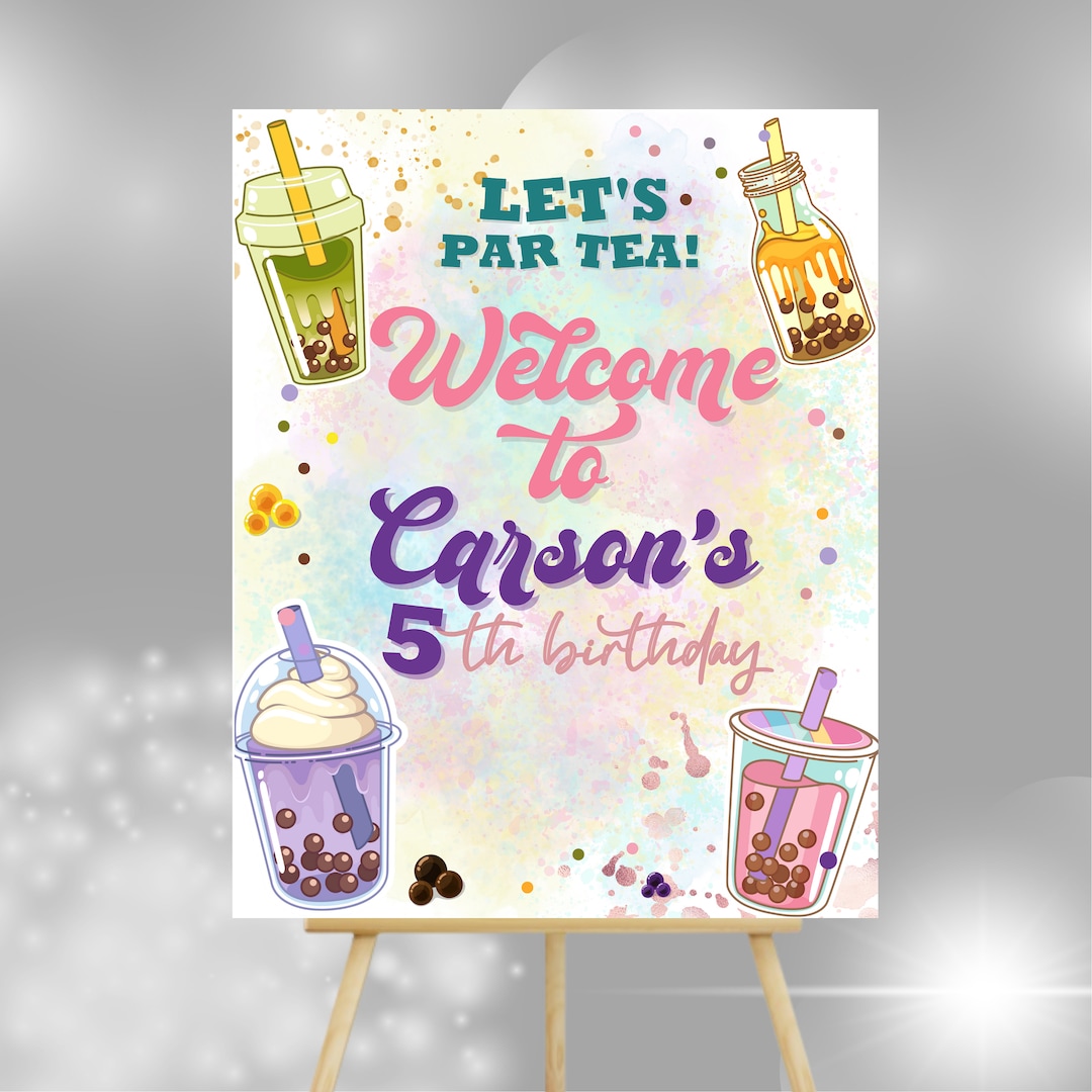 Editable and Printable Boba Tea Welcome Sing Template, Boba Tea Party ...