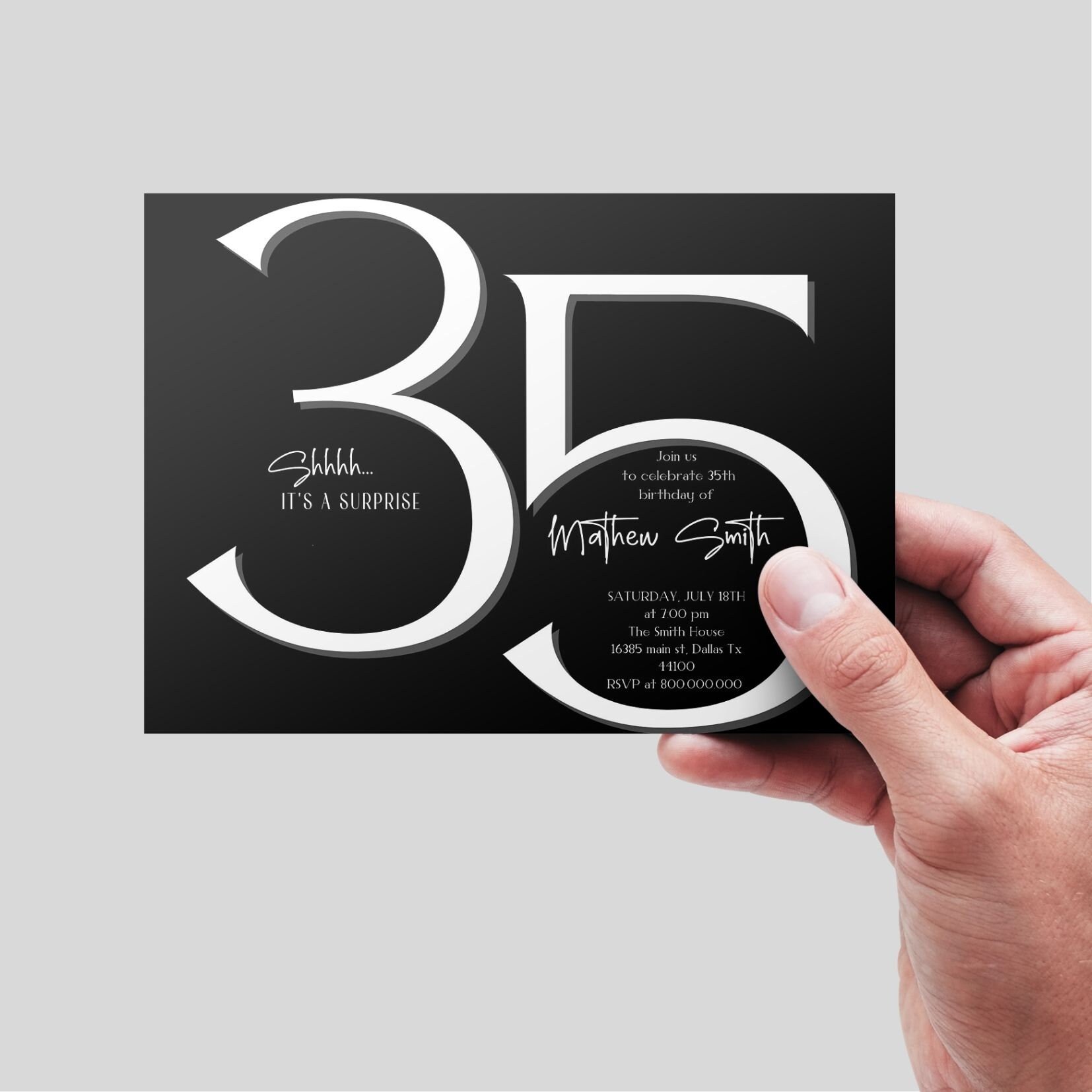 Editable and Printable 35th Elegant Birthday Invitation Template, Adult ...