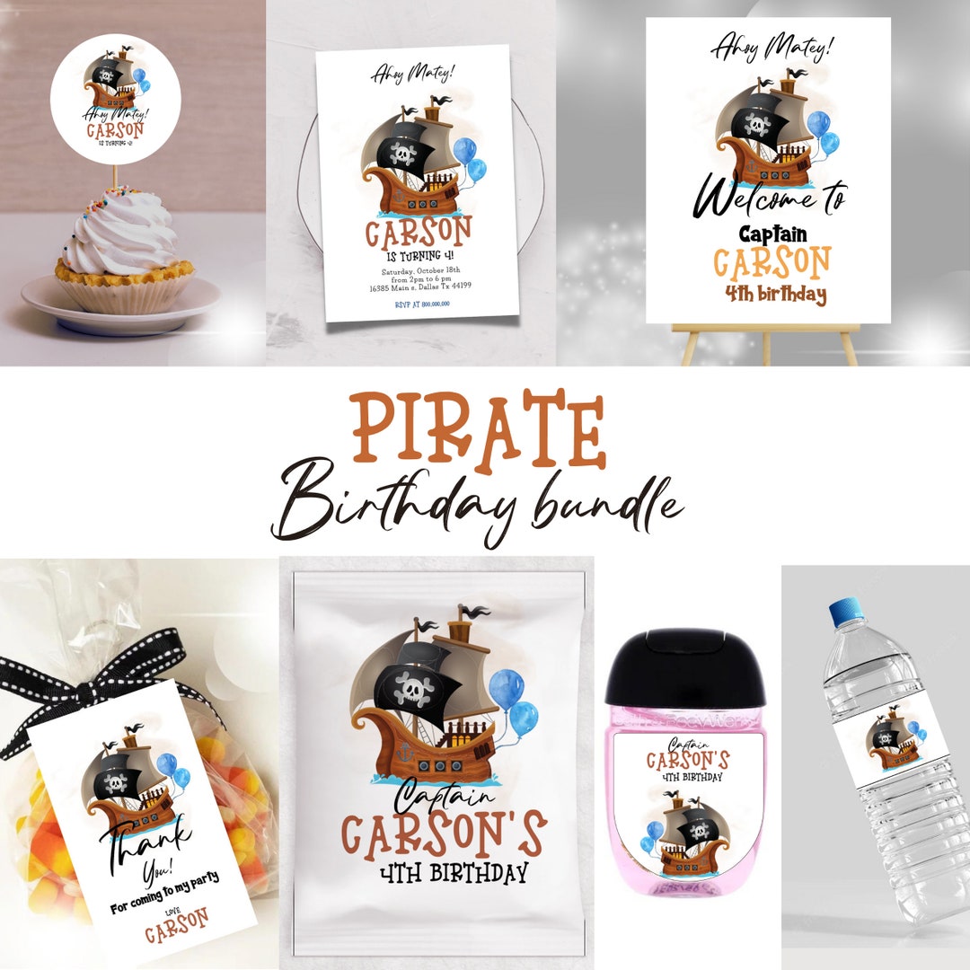 Editable and Printable Pirate Birthday Bundle Template, Pirate Party ...
