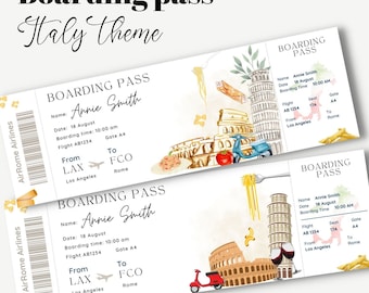 Italy Ticket Template - Etsy