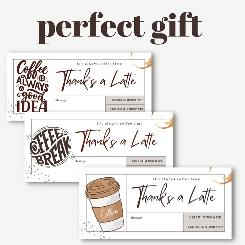 Editable Coffee Gift Coupon Template Printable Thanks a - Etsy