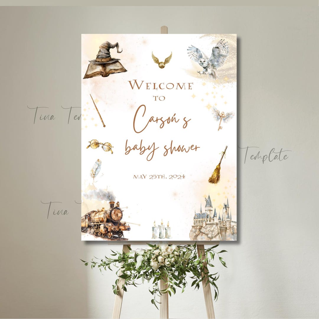 Editable Wizard Birthday Party Welcome Sign, Magical Kid Birthday Party ...