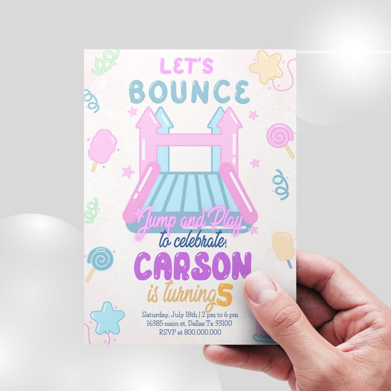 Bounce House Editable Birthday Invitation, Trampoline Birthday Invite ...
