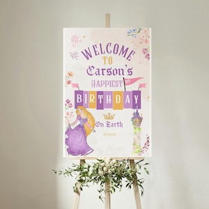 Editable Tangled Princess Birthday Welcome Sign Template, Any Age ...