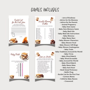 85 S'more Baby Shower Games Bundle, Smore Fall Baby Shower Activities ...