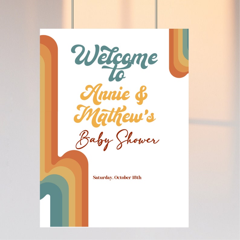 Editable and Printable Groovy Theme Baby Shower Welcome Sign - Etsy
