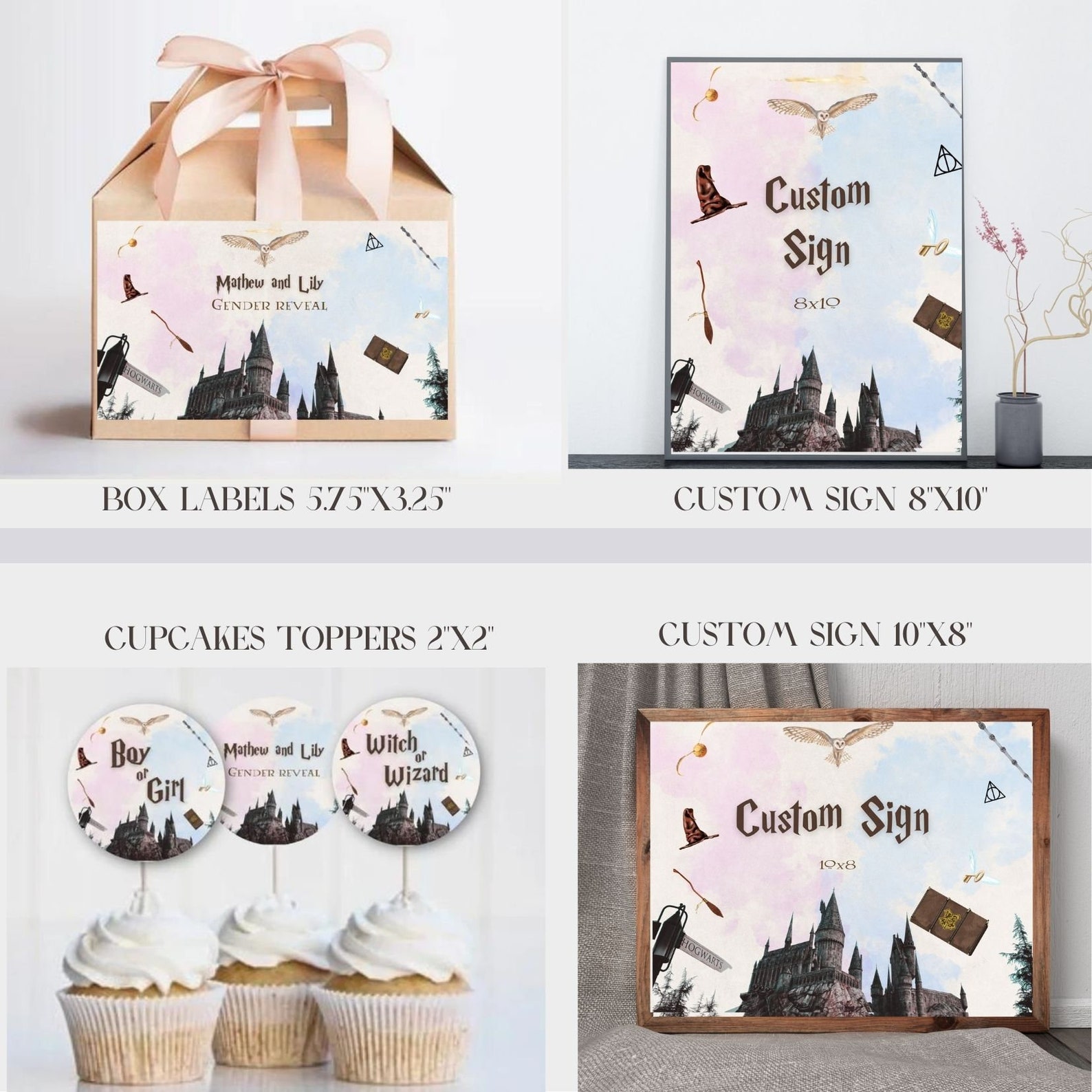 Editable Witch or Wizard Gender Reveal Bundle Template, Magical Boy or ...