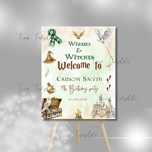 Editable Wizard Birthday Party Welcome Sign, Magical Wizard and Witches ...