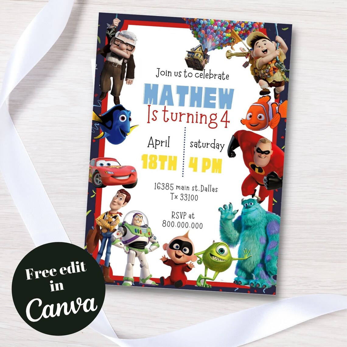 Editable and Printable Kid Birthday Party Invitation Template, Boy ...