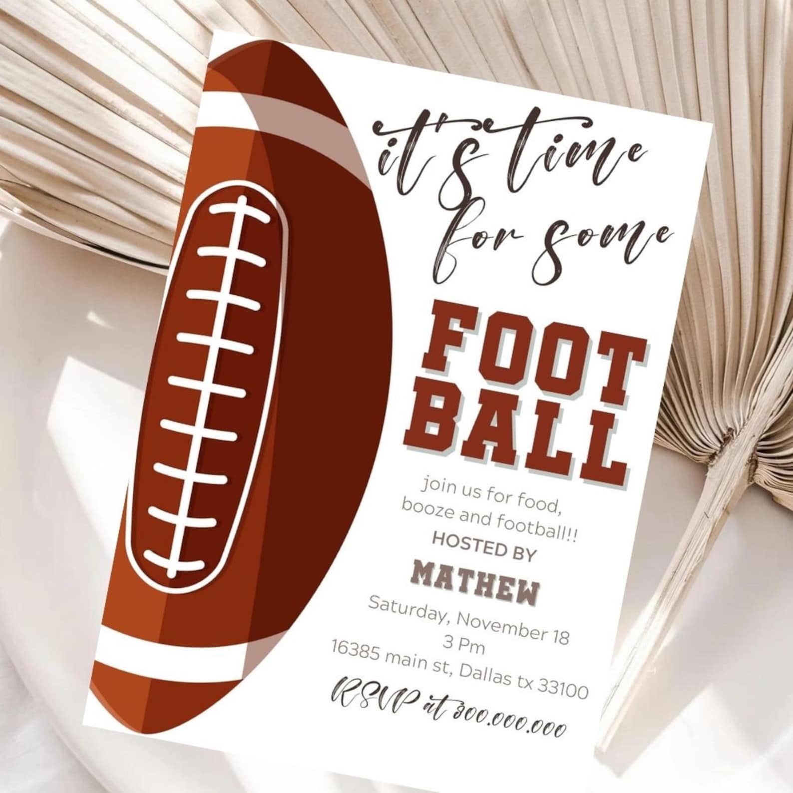 Editable Football Party Invitation Template It's Time for - Etsy