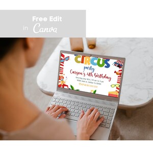 Editable and Printable Circus Pool Party Invitation Template, Circus ...