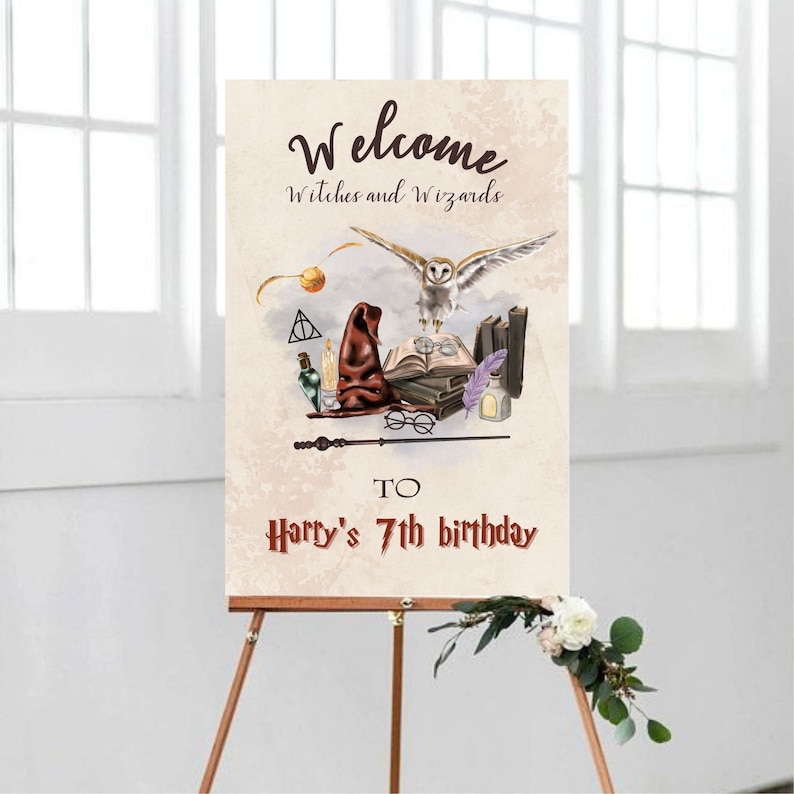 Editable Wizard Birthday Party Welcome Sign Magical Kid - Etsy
