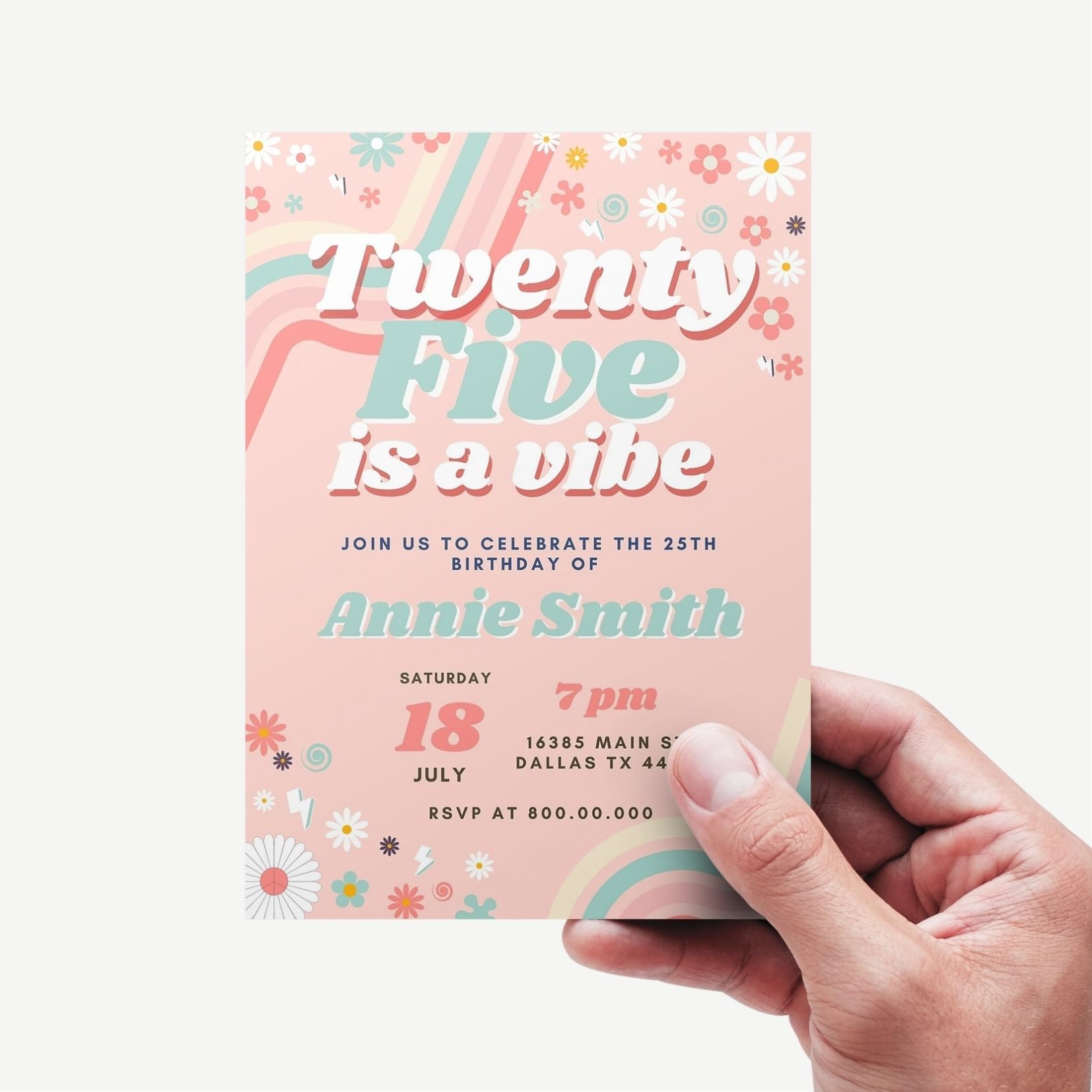 Editable and Printable Twenty Five Groovy Women Birthday - Etsy