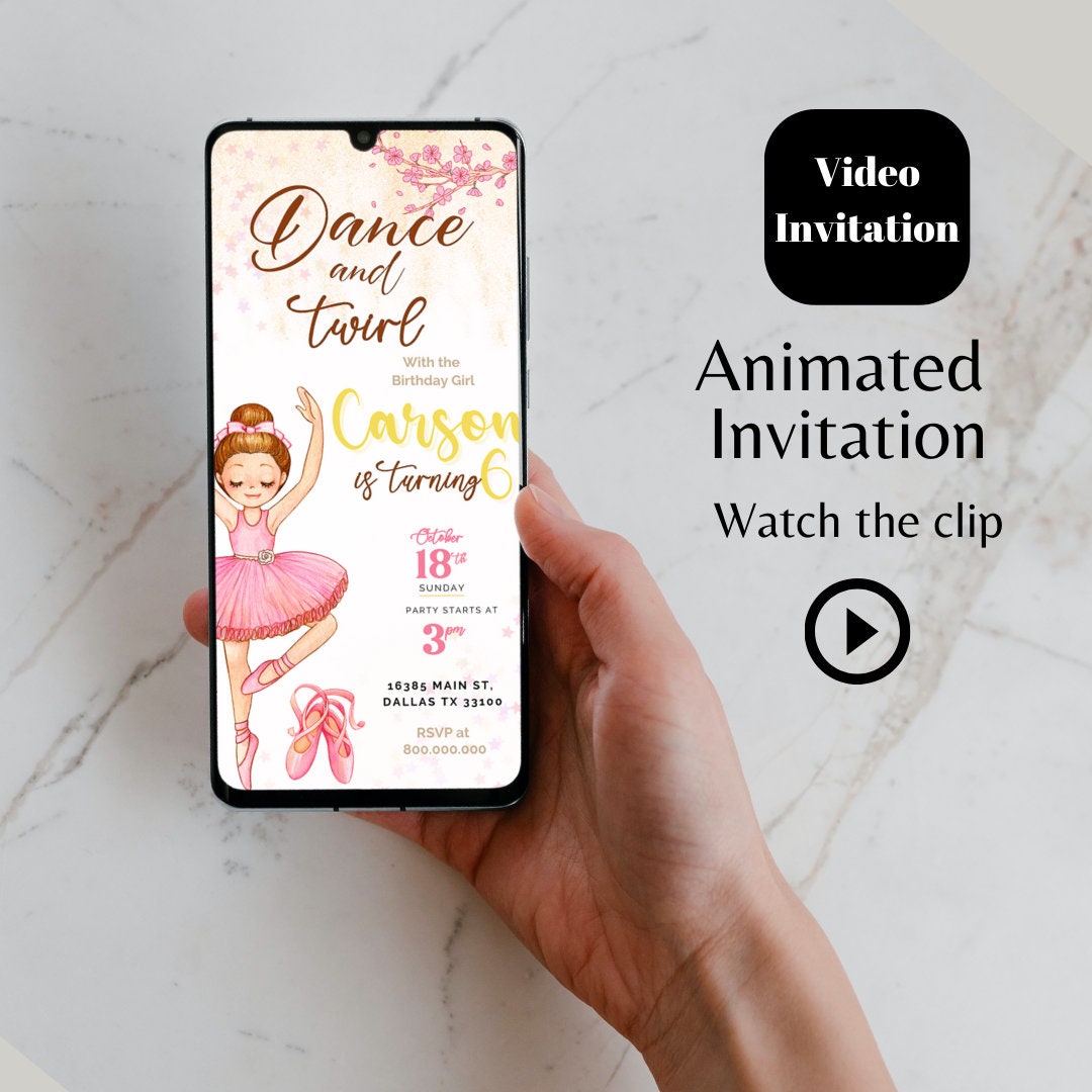 Editable Ballerina Birthday Video Invitation Template Template, Ballet ...