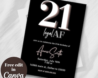 Printable 21 Finally Legal Party Invitation Template - Etsy