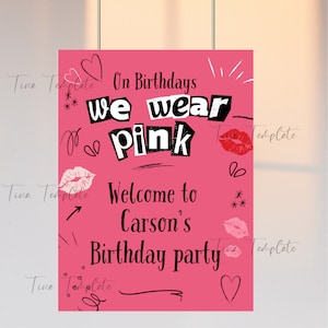 Editable Mean Girls Inspired Welcome Sign Birthday Template, Burn Book ...