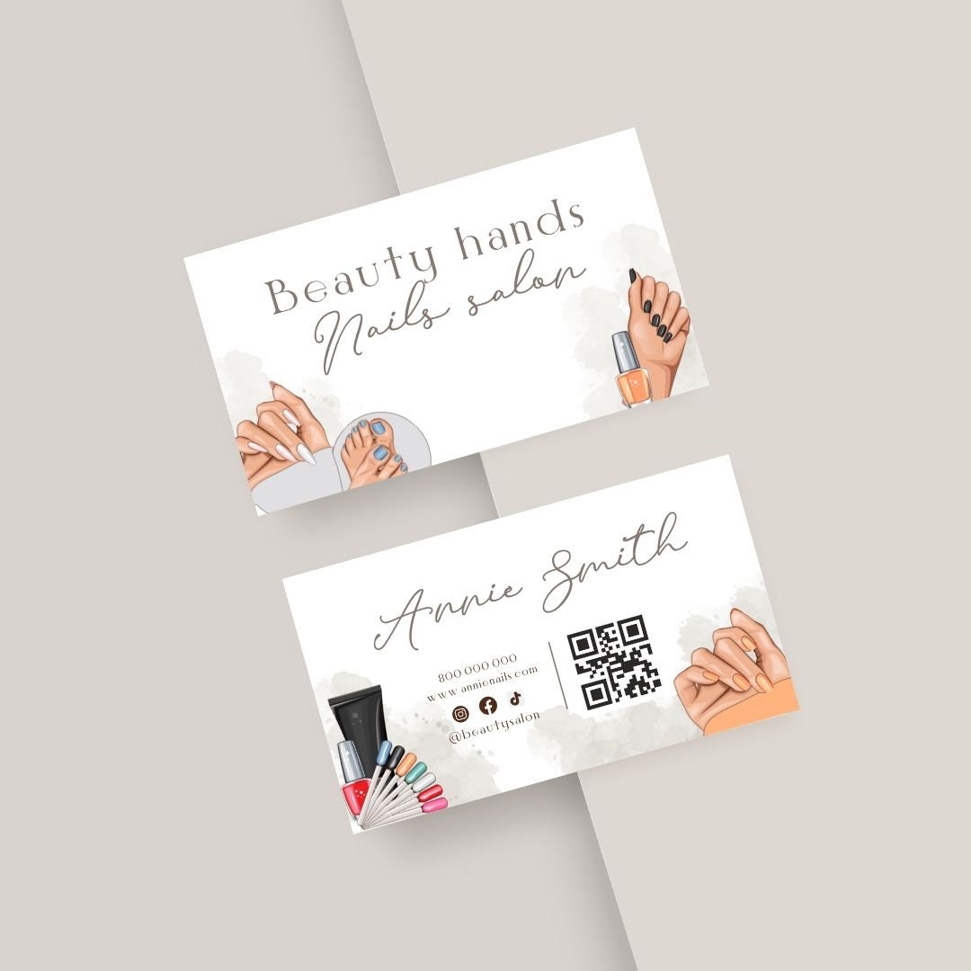 Editable and Printable Nail Tech Business Card Template With - Etsy