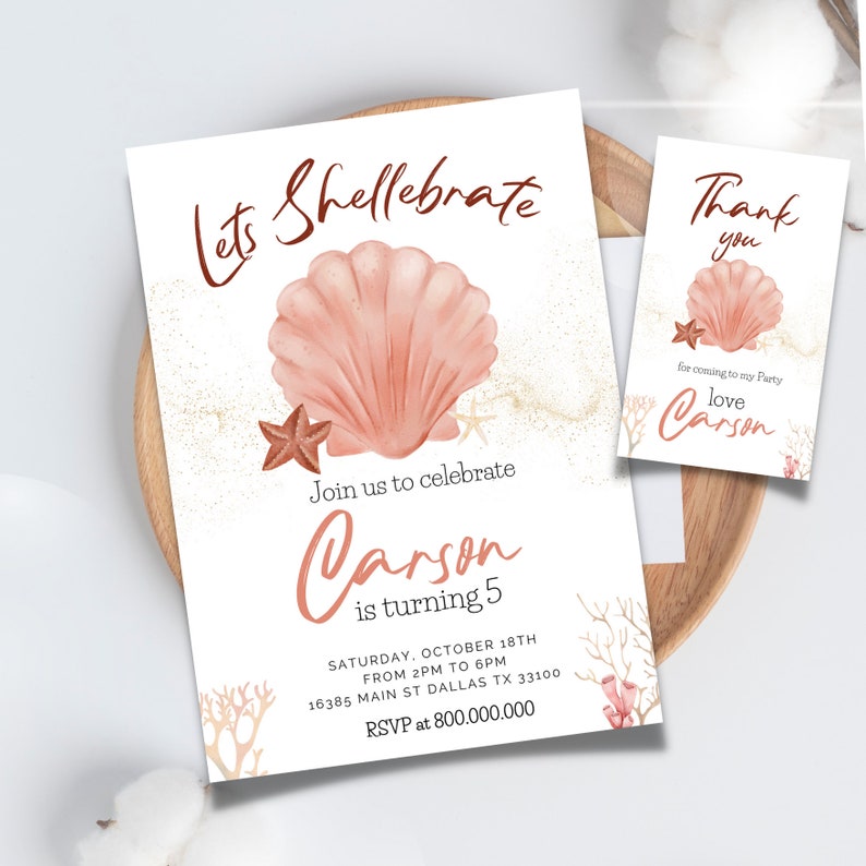Editable and Printable Girl Sea Shell Birthday Party - Etsy