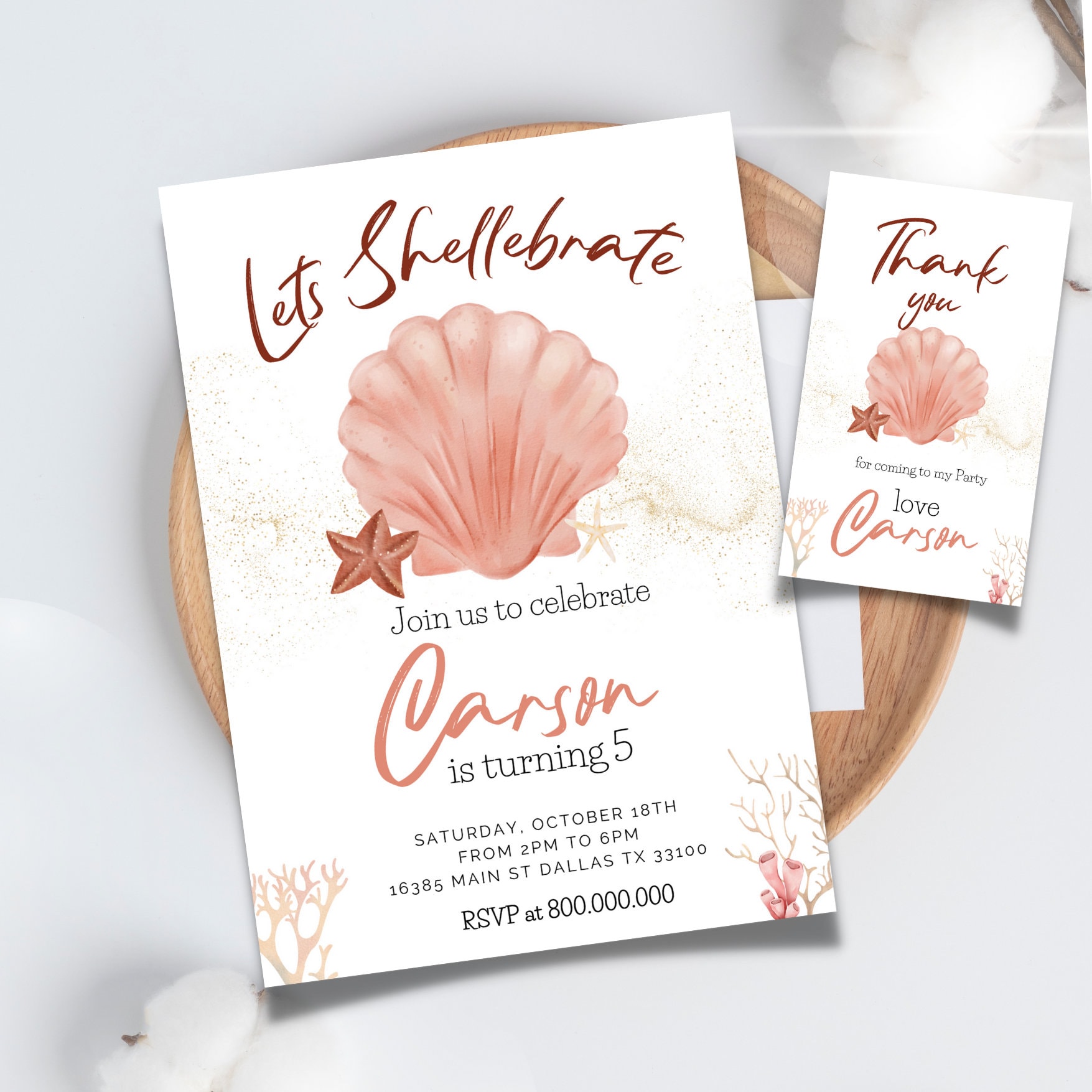 Editable and Printable Girl Sea Shell Birthday Party - Etsy Canada