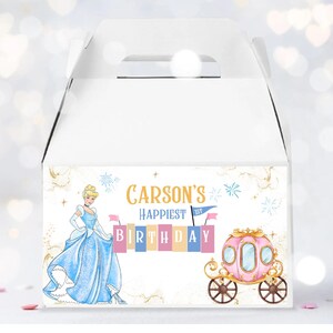 Editable Cinderella Birthday Box Label Template, Princess Cinderella ...