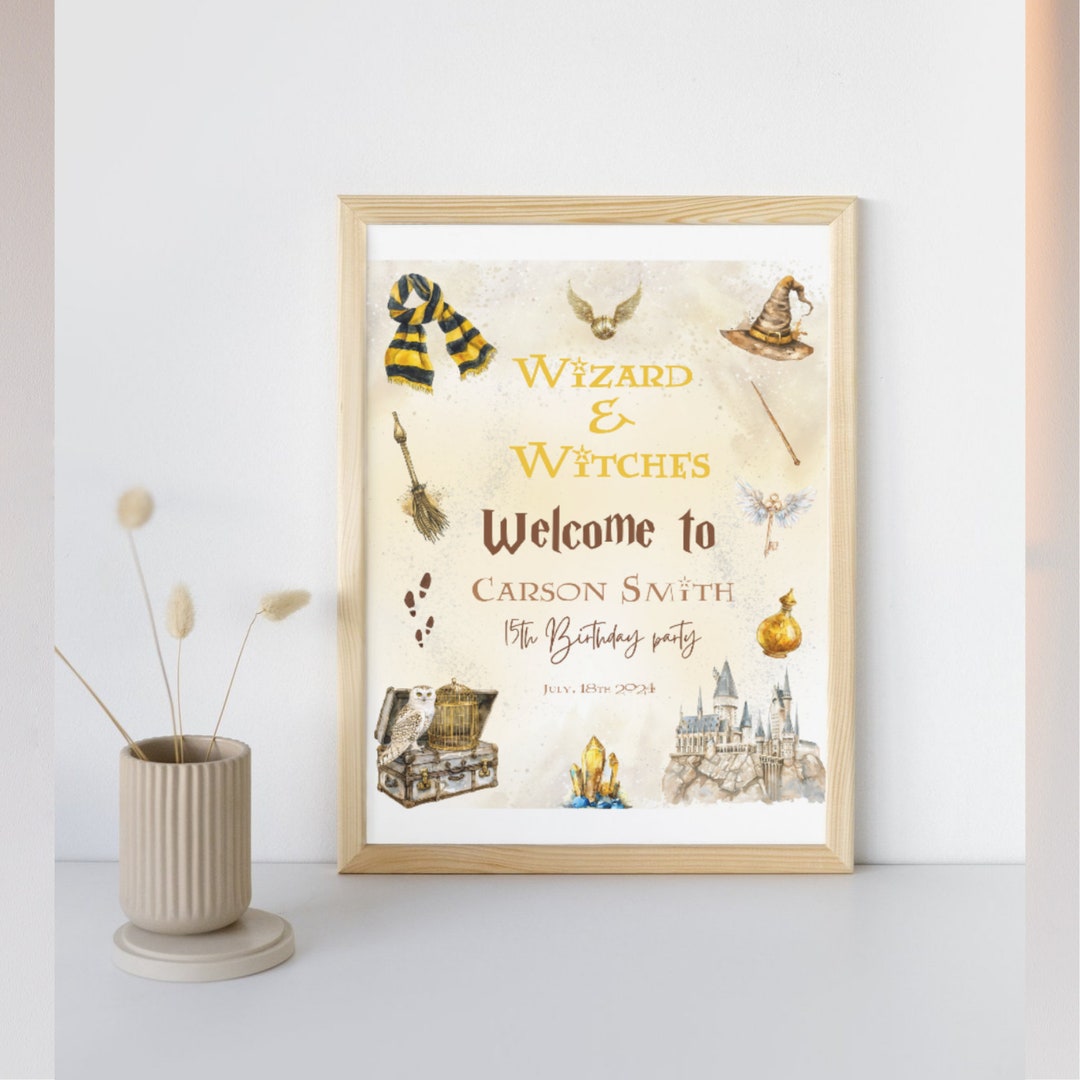 Editable Wizard Birthday Party Welcome Sign, Magical Wizard and Witches ...