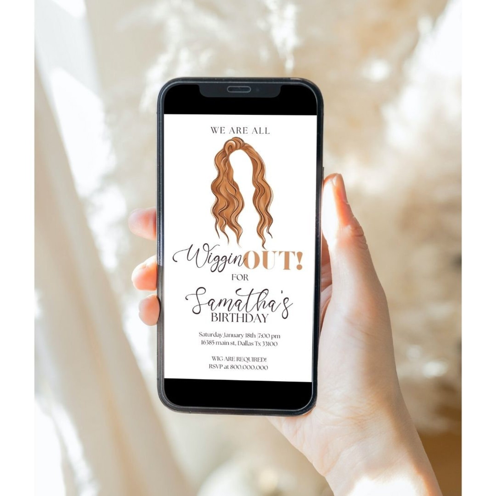 Mobile Wig Party Invitation Template Phone Wigginout Party - Etsy