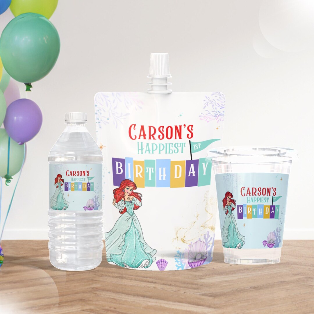 Editable Little Mermaid Birthday Party Favor Label Template, Under the ...